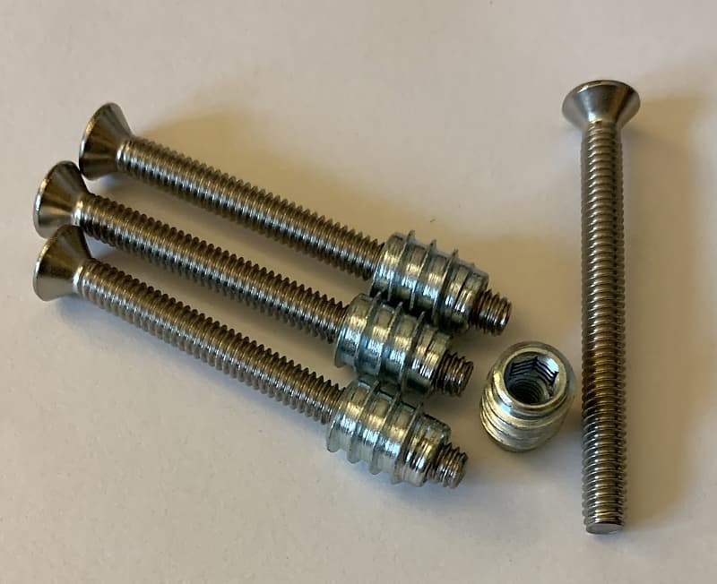 Steel Neck Threaded Inserts Set (1.75” Phillips Screws, Hex | Reverb