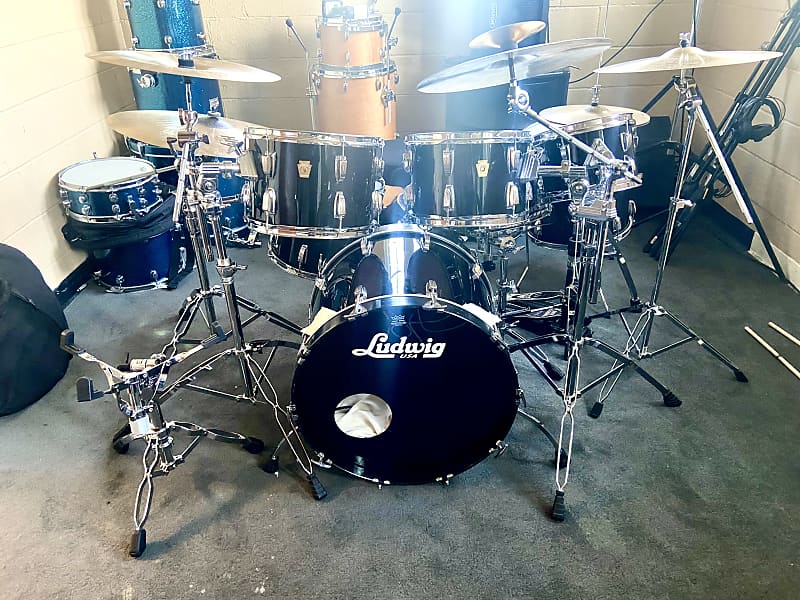 Ludwig drum set Classic Late 80’s-1990 - Black Cortex | Reverb