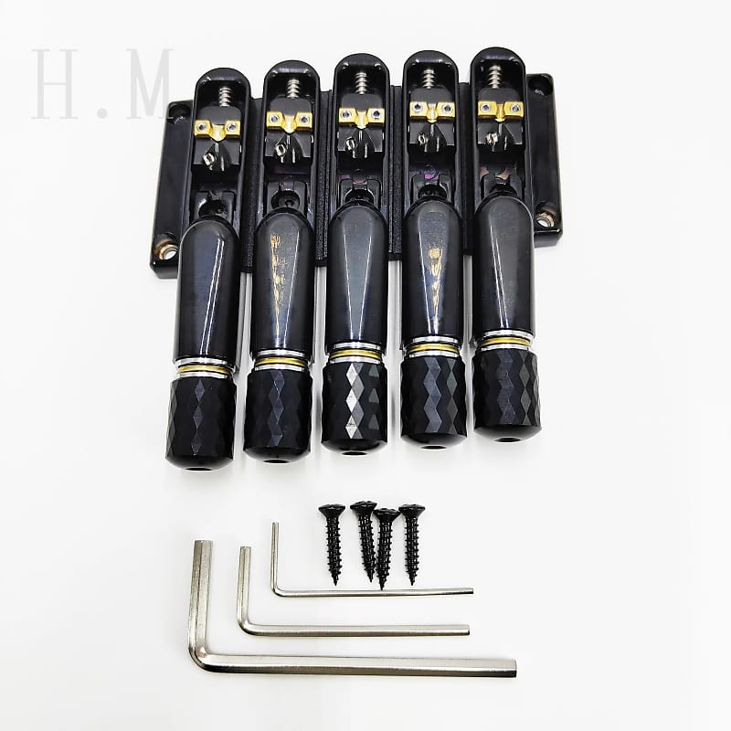 Black 5 String Headless Bass Guitar Bridge System | Reverb