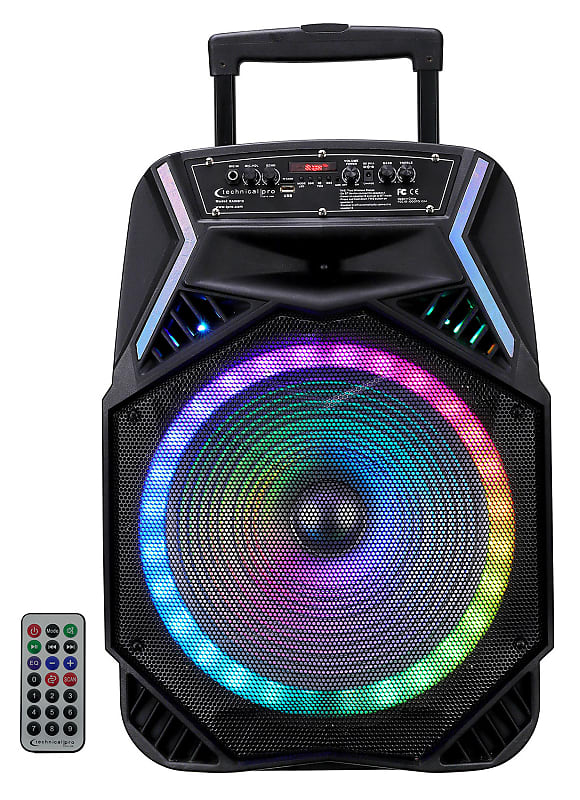 Technical Pro RAINB15 3000w 15" Bluetooth Battery LED DJ | Reverb
