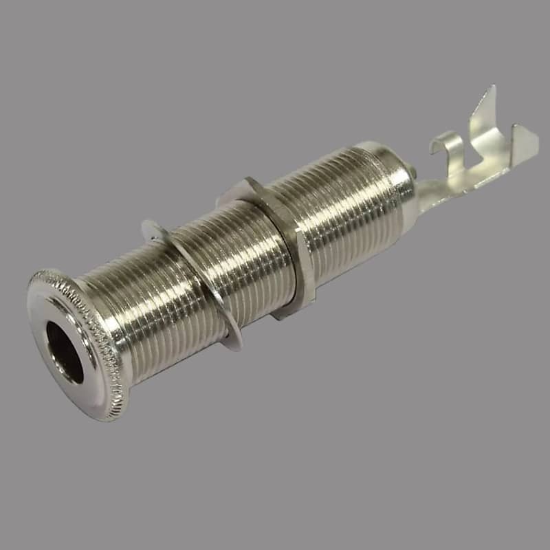 Mono Long Threaded Barrel 1/4" Input/Output Jack - Nickel | Reverb