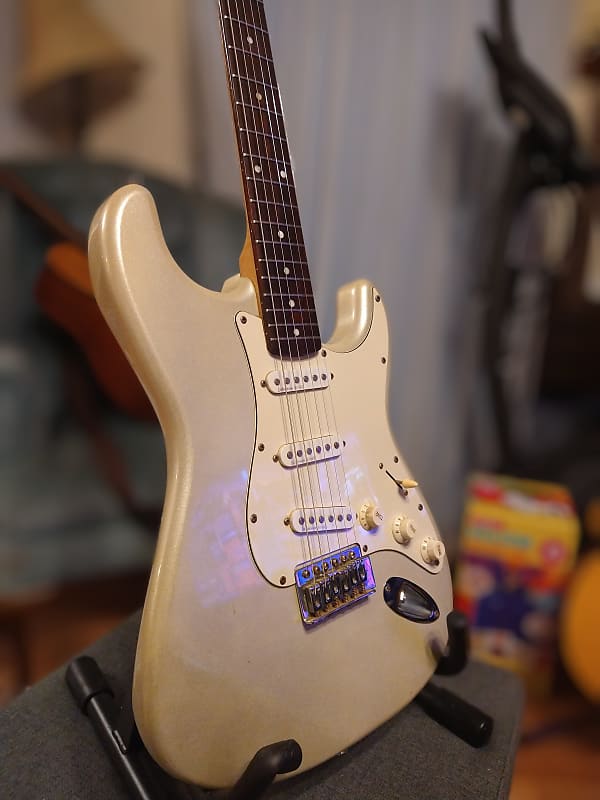 Johnson Strat Copy with Crate Amp, Silver Metallic! | Reverb