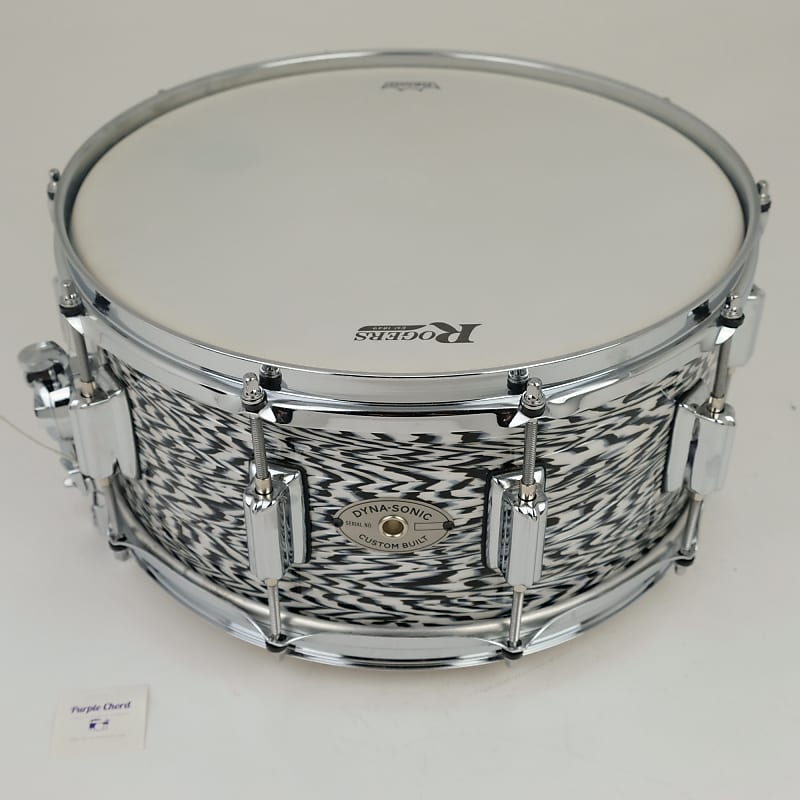 Rogers Dyna-sonic White Onyx 14" x 6,5" Beavertail lugs Wood | Reverb