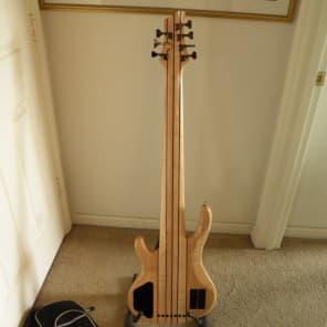 Raven West 7 String Wide Fret Bass blonde thru neck body 18 | Reverb