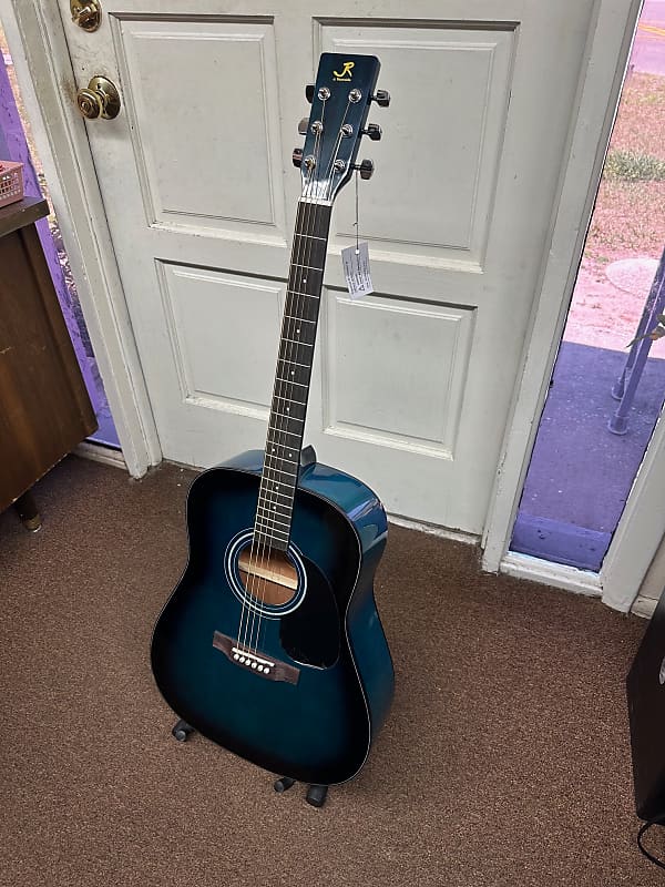 J. Reynolds JR65TBL-A Dreadnought Acoustic Guitar Trans Blue | Reverb