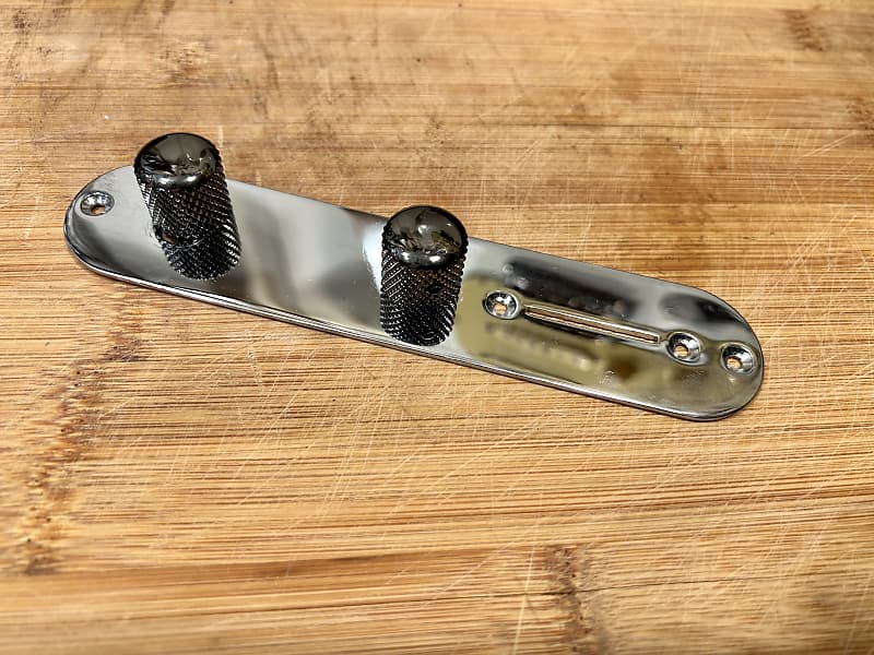 Telecaster Control Plate & Knobs Chrome Bkack | Reverb