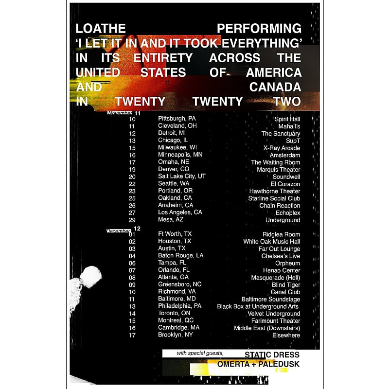 LOATHE North America Tour 2022 New RARE Poster! Static Dress | Reverb
