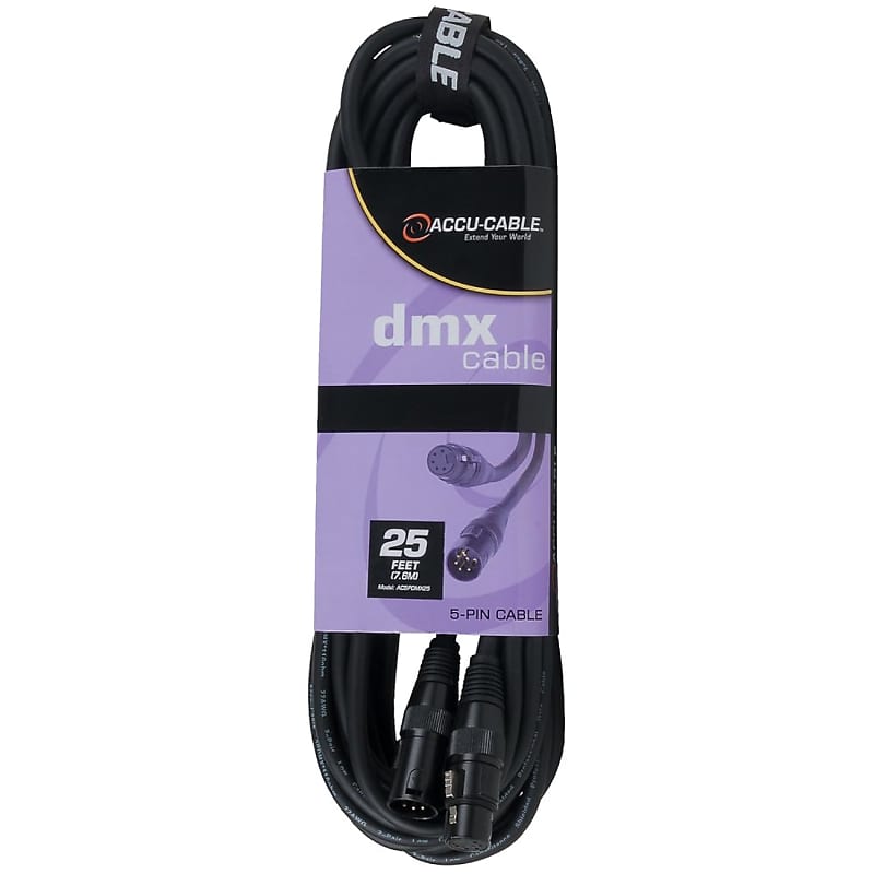 Accu Cable Ac5Pdmx25, Dmx Stage Light Cable, 5 Pin Male To | Reverb