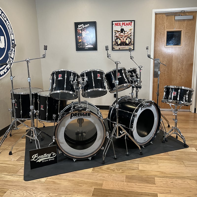 Vintage 80's Premier Resonator 9 Piece Drum Set Kit in Piano | Reverb