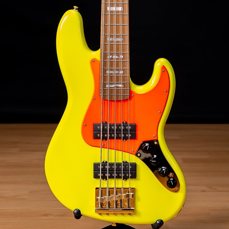 Fender Mononeon Jazz Bass V - Neon Yellow SN MX22234995 | Reverb