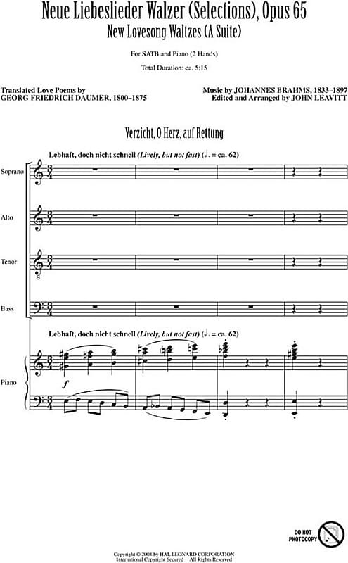 Neue Liebeslieder Walzer (Selections), Opus 65 - New Lovesong | Reverb