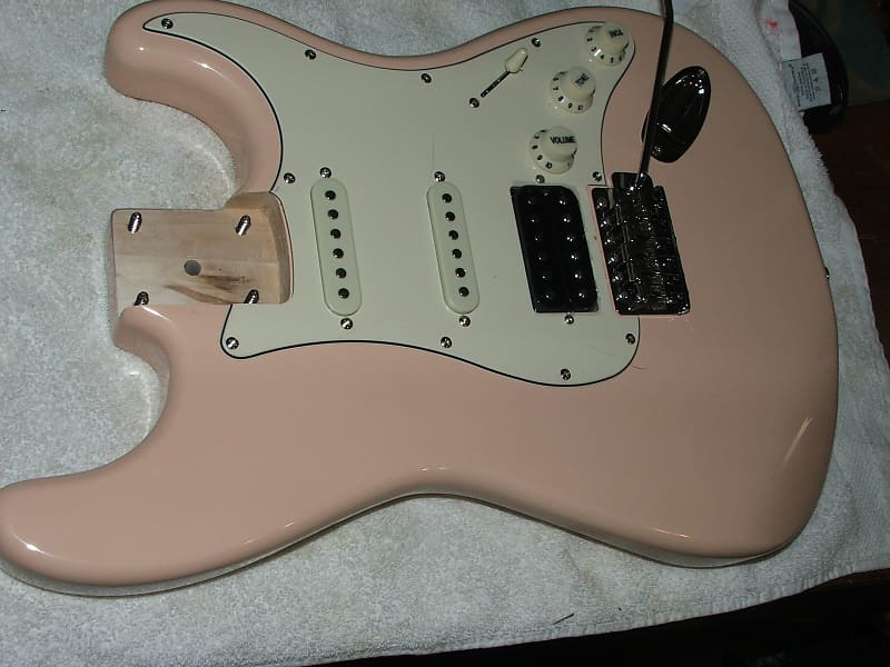 Shell Pink Loaded Strat Style Body....big block trem...Full | Reverb