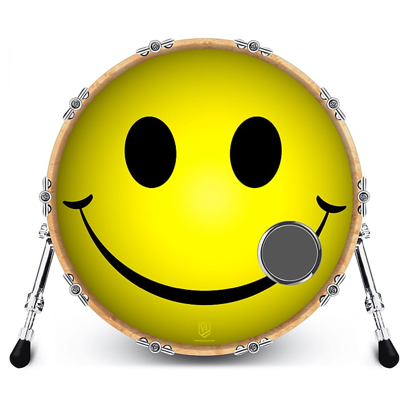 22" Custom Bass Drum Head with 4" Port Ring - Smiley | Reverb