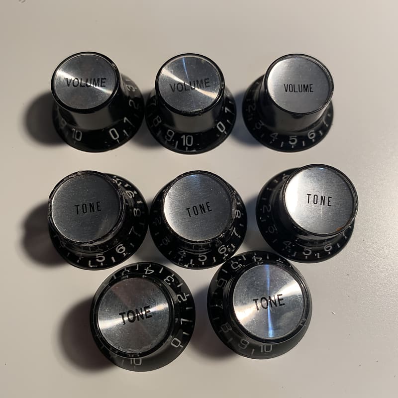 Lot of Import Les Paul Lawsuit Style Knobs 70s or 80s - Black | Reverb