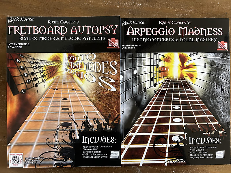 Rusty Cooley Fretboard Autospy and Arpeggio Madness (2) Books | Reverb