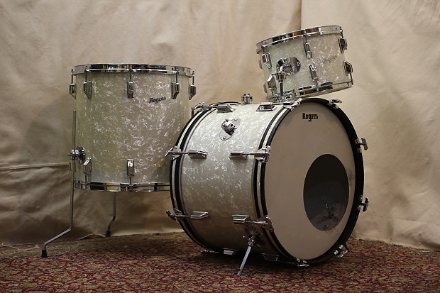 1960's Rogers "Headliner" outfit in White Marine Pearl 14x20 | Reverb