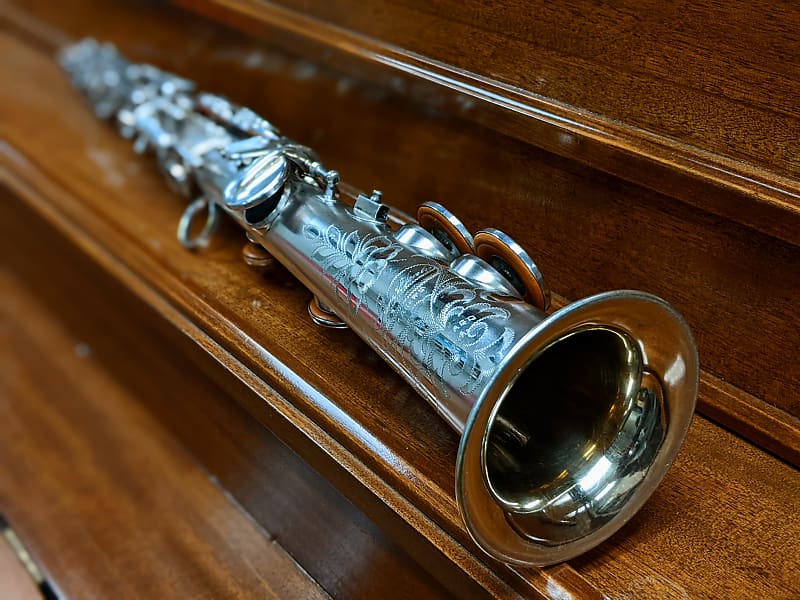 Lyon & Healy Bb Soprano Saxophone 1920's - Silver Gold Wash | Reverb