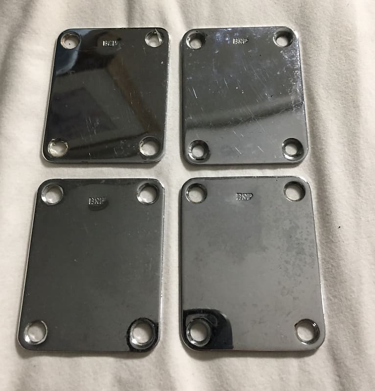 4 ESP Stamped 82-83 48th Street NY Strat Neck Plates Chrome | Reverb
