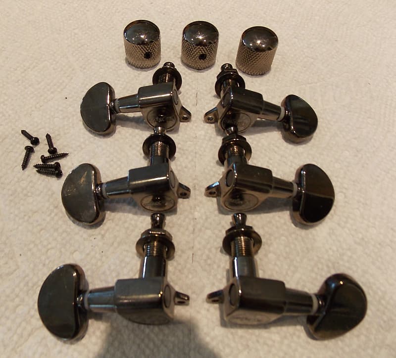 Guitar Tuners Black Chrome 3x3 Set and Knobs by Schecter | Reverb