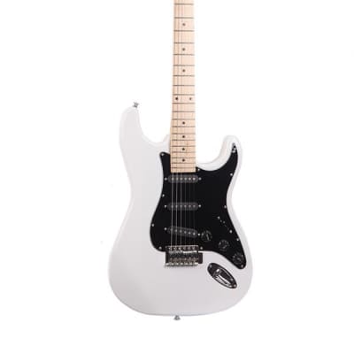 ST Style Electric Guitar with Amp Black Pickguard White | Reverb