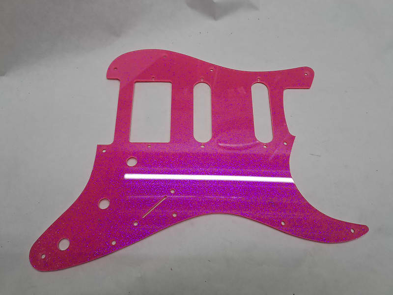 Hot Pink Sparkle Glitter HSS pickguard Fits Fender Strat | Reverb