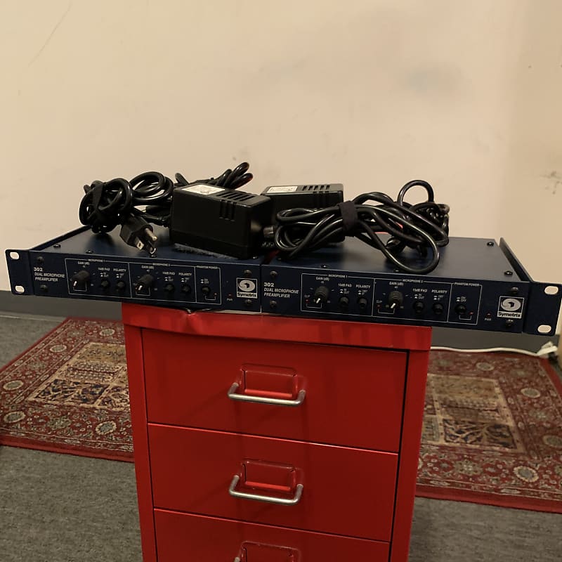 Pair of Symetrix 302 Dual Preamps w/ Rack Shelf & Power | Reverb