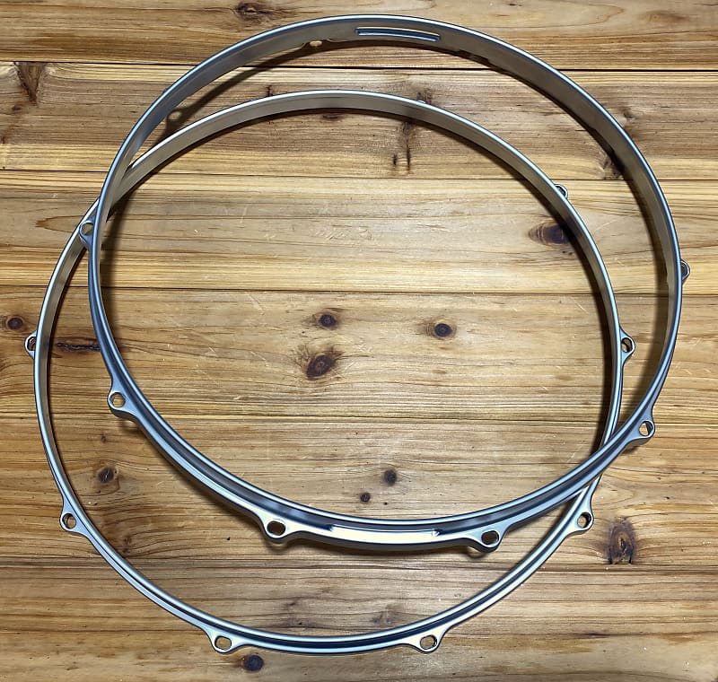 14" 10 Hole Die Cast Snare Drum Hoops Satin Chrome | Reverb