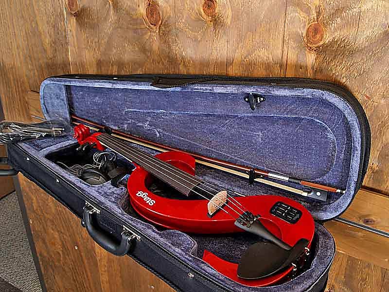 STAGG Metallic Red 4/4 Silent Electric Violin Set W/fine | Reverb