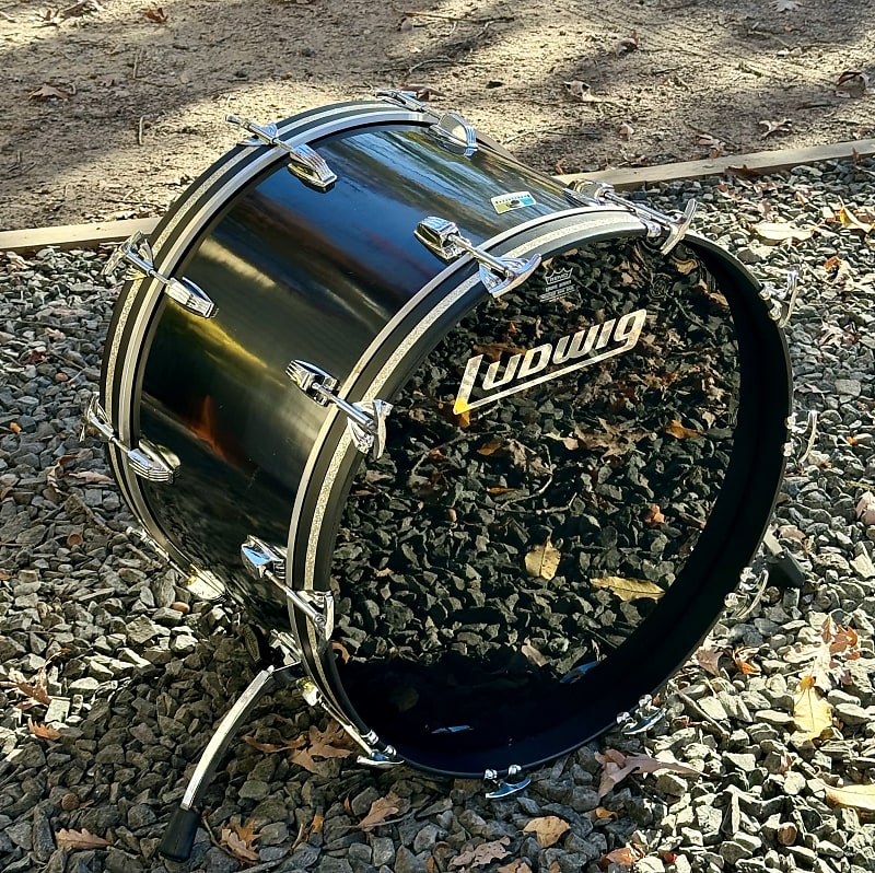 Ludwig 22 inch bass drum 70s - Black cortex | Reverb