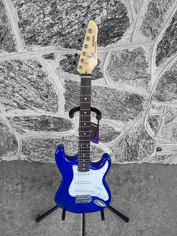 SX Mini Strat-style Guitar, Blue, with Bag | Reverb