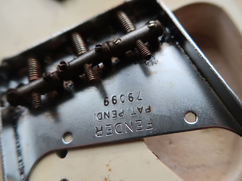 Fender Telecaster Bridge PAT.PEND. Tele Serial Number 50's 82 | Reverb