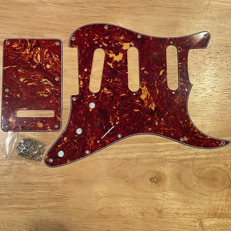 Strat Pickguard 11 hole, SSS - Red Tortoise | Reverb