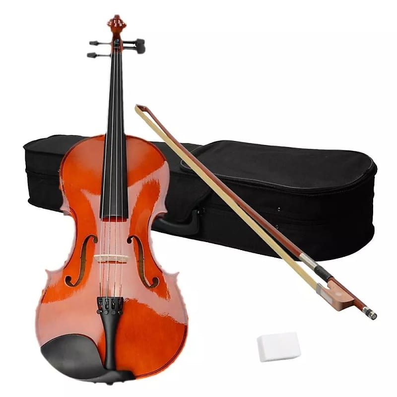 16" Inch Acoustic Natural Wood Viola W/ Case + Rosin + Bow | Reverb