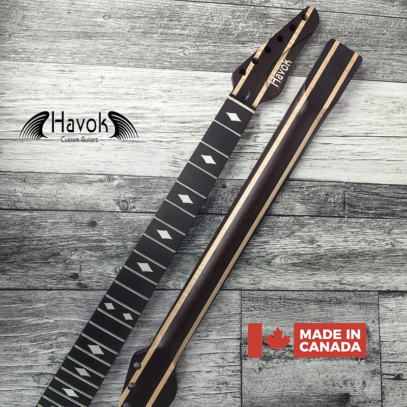 Havok Guitar Neck Wenge Flame Maple Ebony Board, Nickel | Reverb