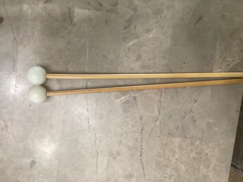 Musser Rattan Handle Mallets - 1 1/8" Poly Med Hard White | Reverb