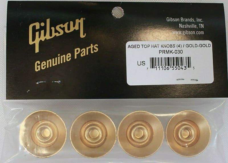 GIBSON® Gold w/Gold Reflector Insert Top Hat Knob Set / Les | Reverb