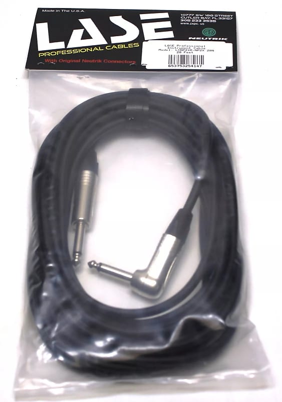 LASE 20 Ft Instrument Cable w/NEUTRIK NP2X & NP2RX 1/4" Right | Reverb