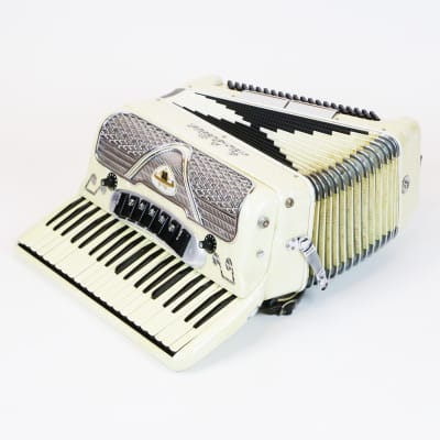 1959 De La Rosa Electric Acoustic Accordion White Pearloid | Reverb