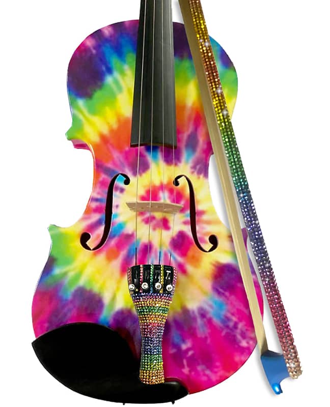 Tie Dye Bling Violin Outfit - 1/2 w fancy crystal tailpiece, | Reverb