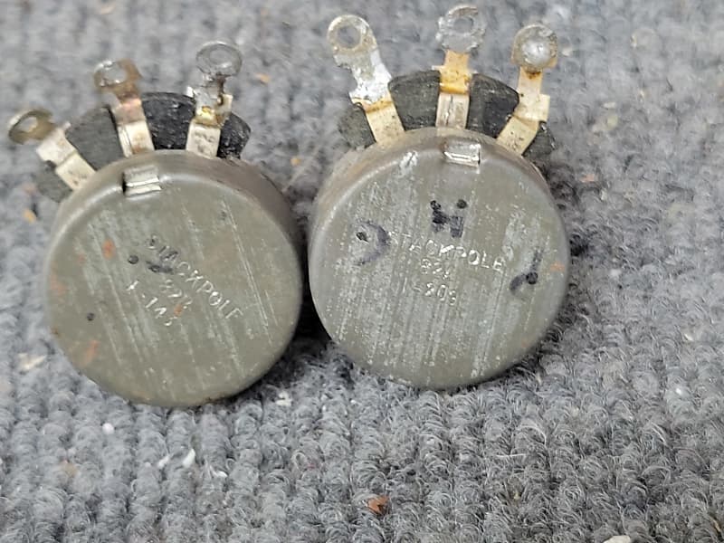 Two Giant sized Stackpole potentiometers, 1951 250K | Reverb