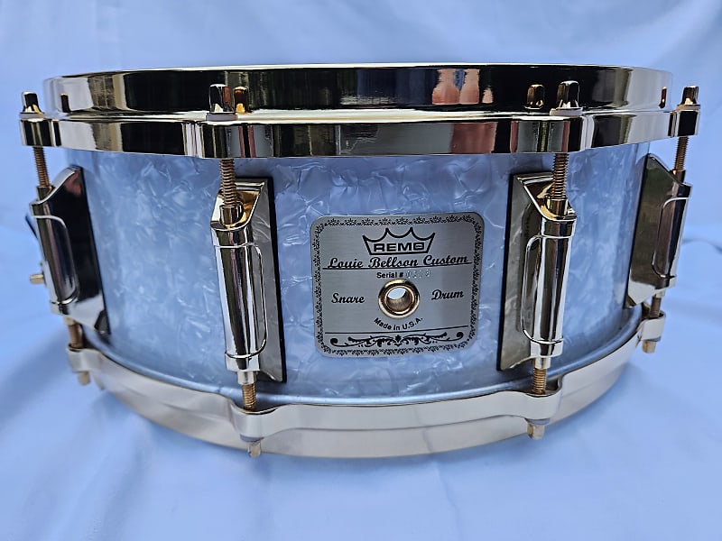 Remo 5.5”x14” Louis Bellson Signature Snare 1999 White Marine | Reverb