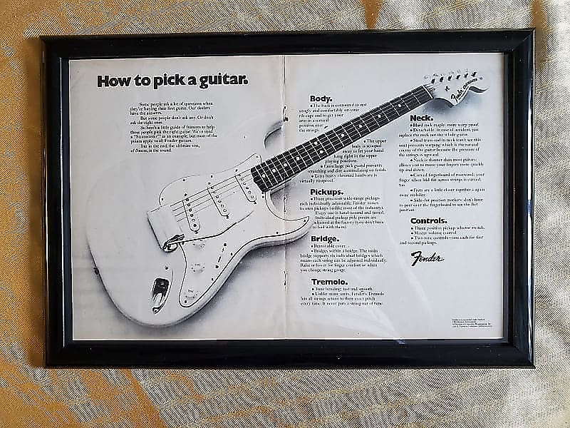 1970 Fender Guitars Large Format Promotional Ad Framed | Reverb