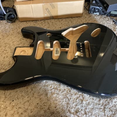 Fender Alder Stratocaster Body Vintage Bridge Routing Black | Reverb