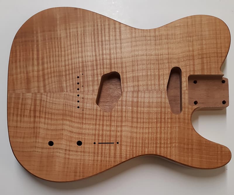 Shepard Custom Guitars Telecaster Body Curly Maple Top On 1pc | Reverb