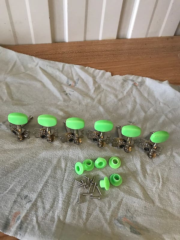 6 Left Handed Inline Guitar Open Gear Tuning Pegs Keys with | Reverb