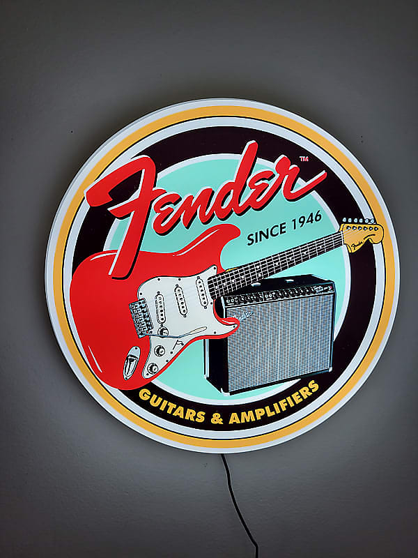 Fender Guitars Dealer Style Light Up Sign Killer Cool Man | Reverb
