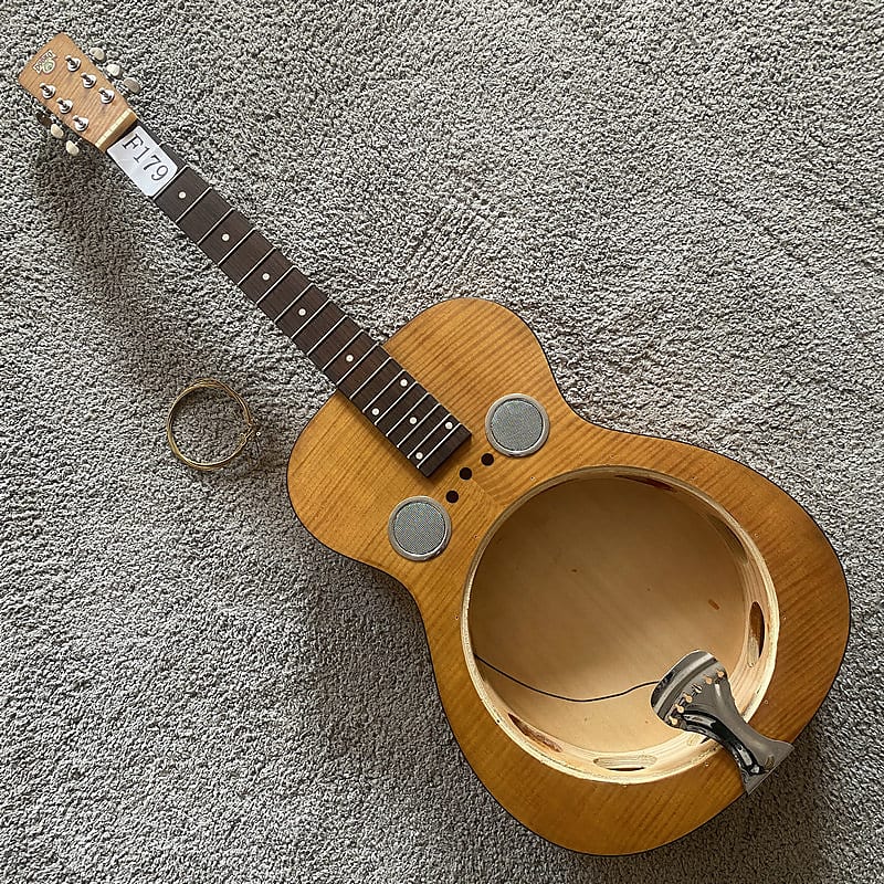 DIY Tiger Maple Top Dobro Resonator Guitar, Mahogany Neck, | Reverb