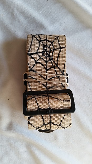 White Woven Guitar Strap with Spider Web Design & | Reverb Australia