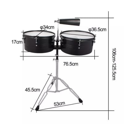 13" 14" Timbales Drum Set Percussion with Stand Cowbell | Reverb