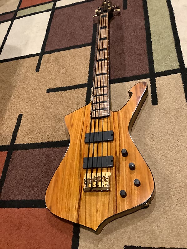 Warmoth Iceman 5 2021 Canary Top, Black Korina body | Reverb